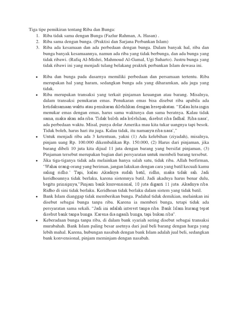 Riba vs Bunga: Perspektif dan Hukum dalam Islam | PDF