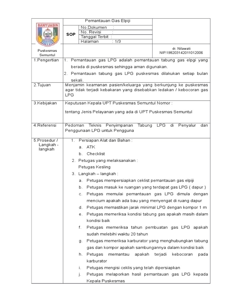8.5.1. SOP Pemantauan Gas Elpiji | PDF
