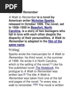 Themes and Summary of A Walk to Remember | PDF