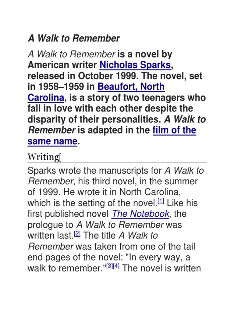 A Walk to Remember: Love and Loss | PDF | Mystery, Thriller & Crime ...