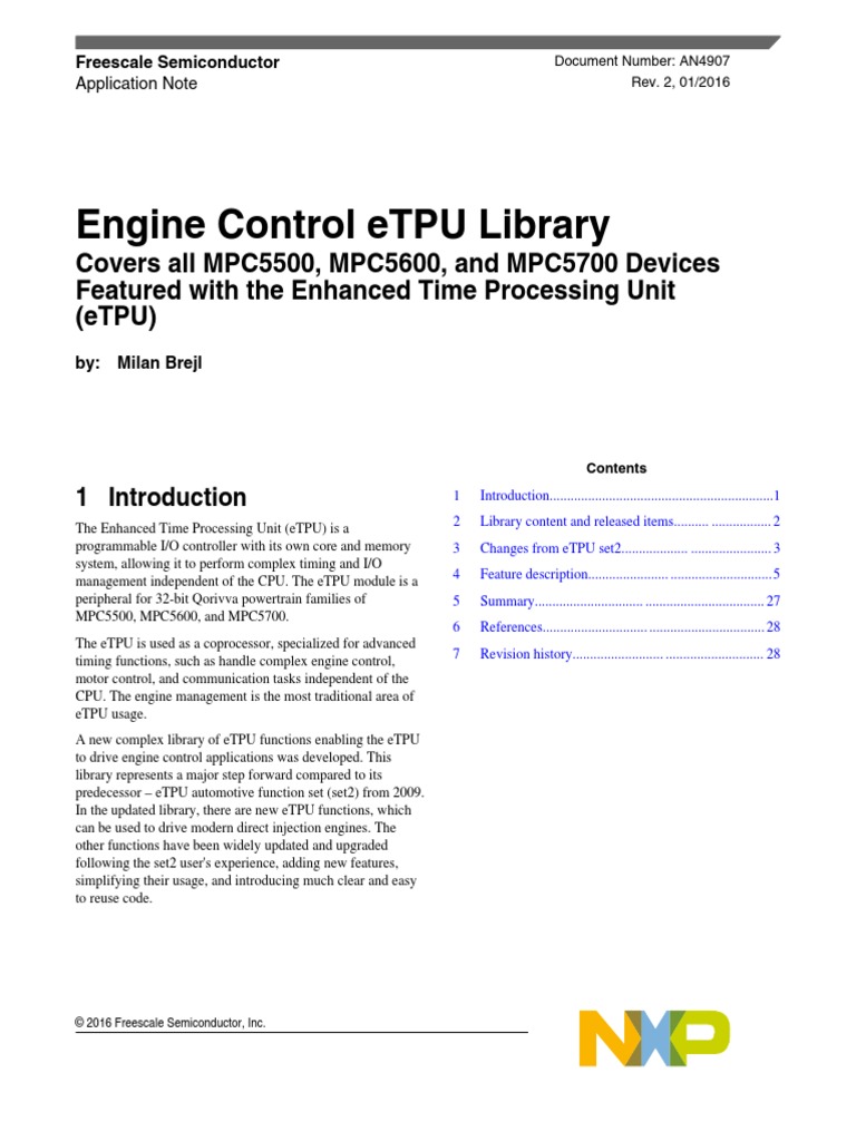 Engine Control eTPU Library-AN4907 | PDF | Application Programming Interface | Fuel Injection