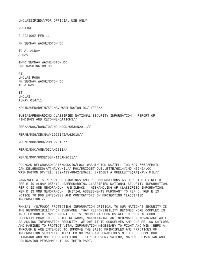 (U//FOUO) U.S. Navy WikiLeaks Safeguarding Classified National Security ...