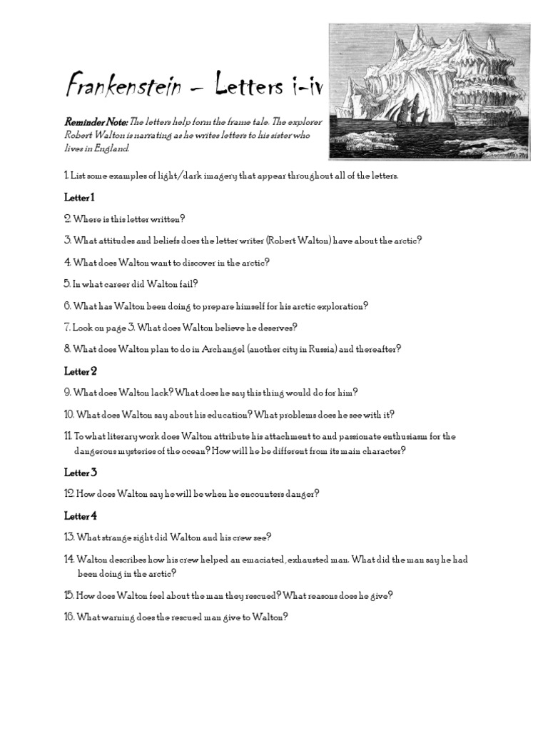 Frankenstein Reading Questions | PDF | Frankenstein