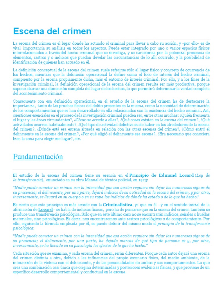 Escena Del Crimen | PDF | Criminología | Comportamiento