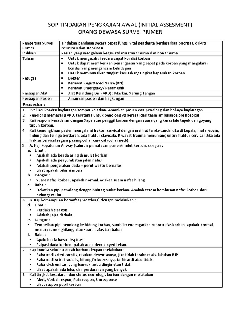 SOP Initial Assessment | PDF