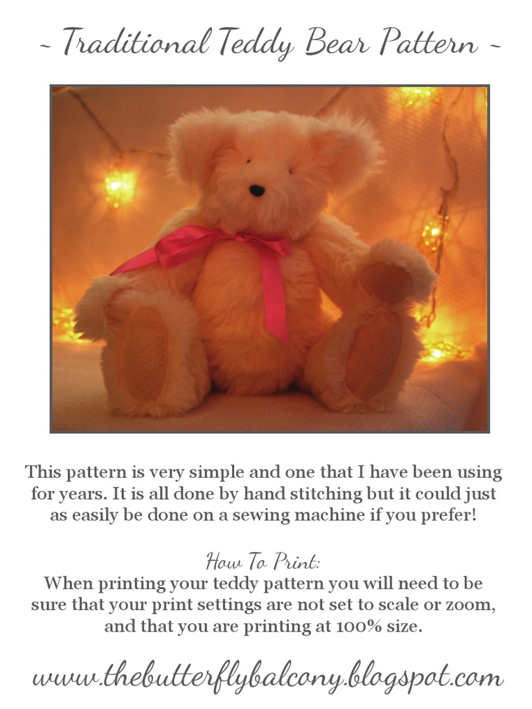 Traditional Teddy Bear Sewing Pattern | PDF | Textiles | Sewing