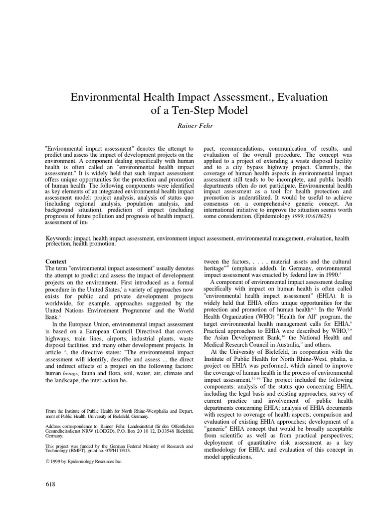 EHIA - Evaluation of A 10 Step Procedure | PDF | Air Pollution ...