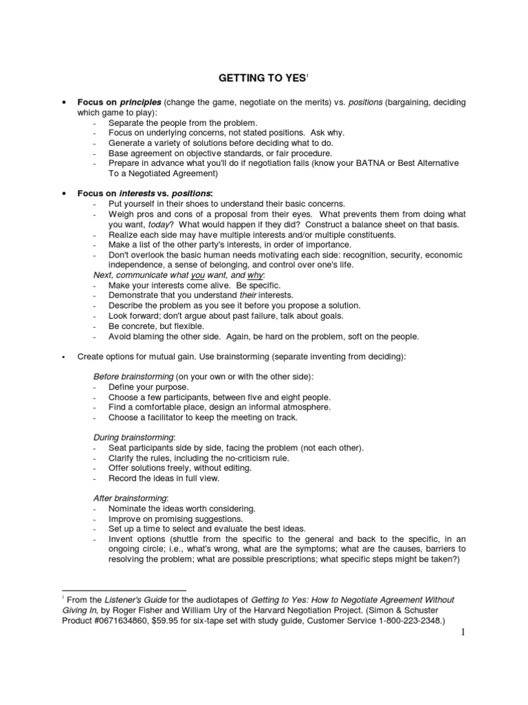Getting To Yes 2 | PDF | Negotiation | Psychological Concepts