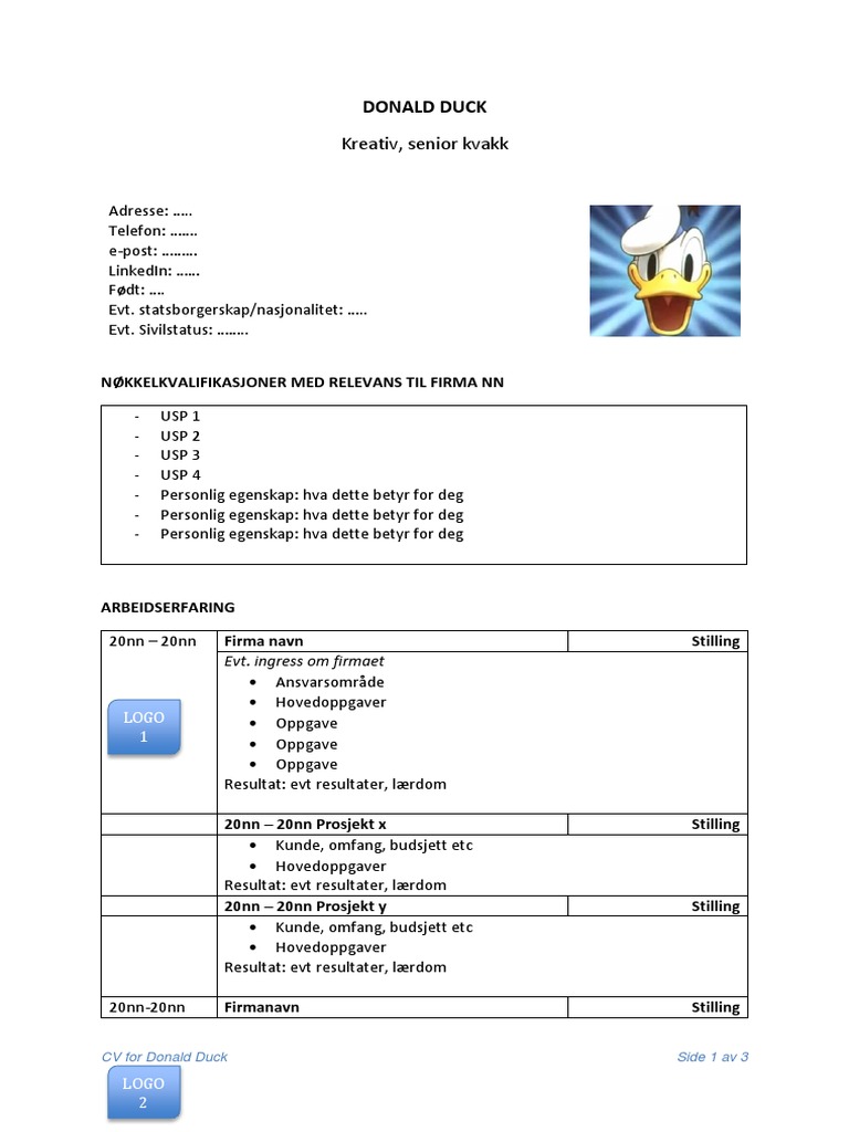 CV Donald Duck 1 | PDF