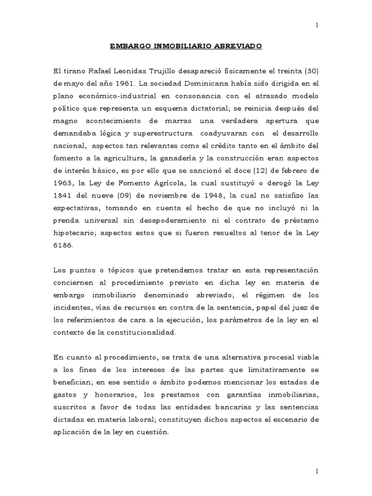 Embargo Inmobiliario Abreviado | PDF | Pagos | Subasta