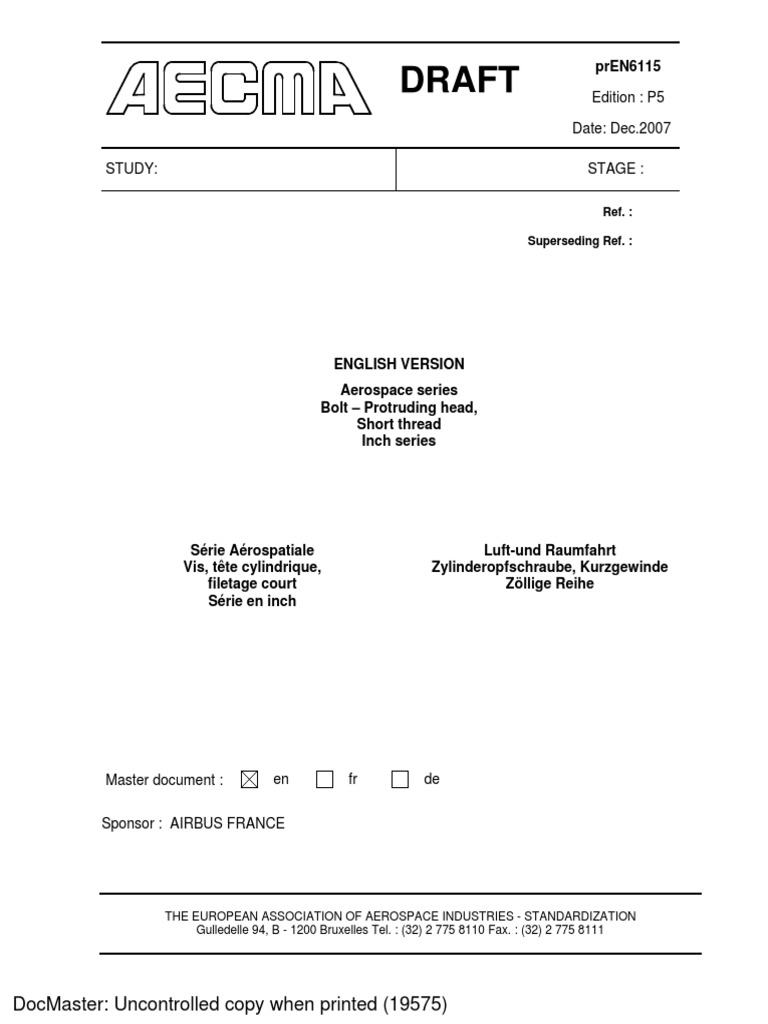 EN6115-P5 (Aerospace Series, Bolts).pdf | Screw | Forging