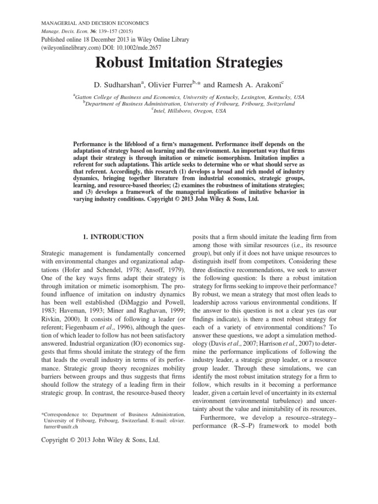 Robust Imitation Strategies | PDF | Strategic Management | Mathematical Optimization