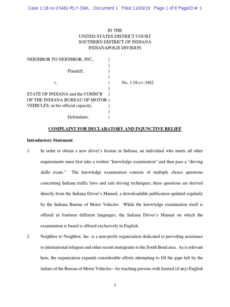 Complaint For Declaratory and Injunctive Relief Introductory Statement ...