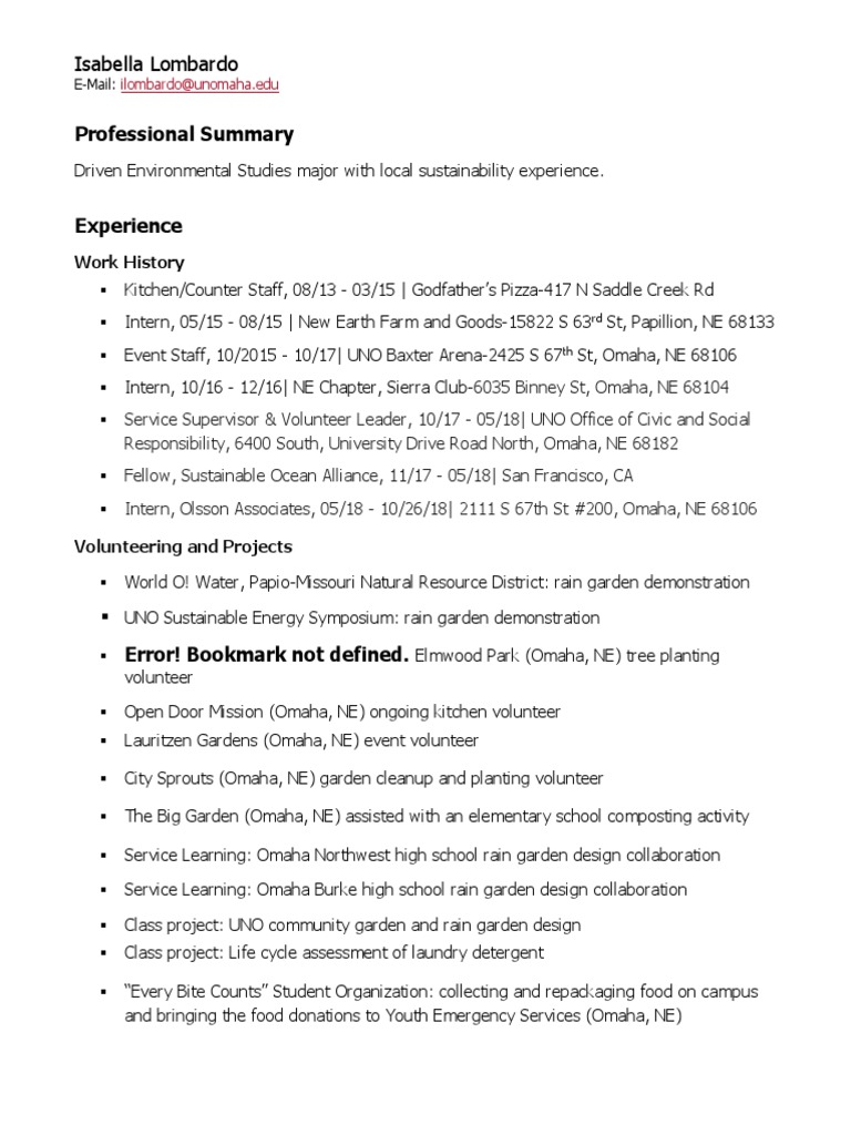 Resume No Personal Info | PDF | Omaha | Sustainability