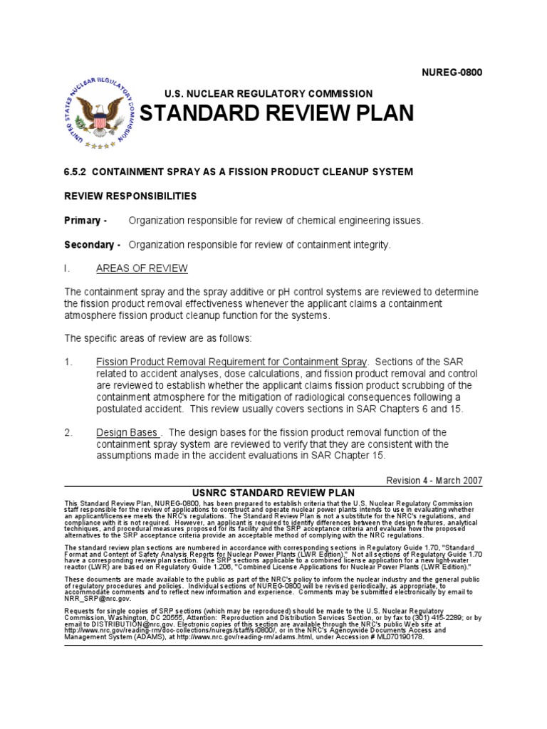 Standard Review Plan: NUREG-0800 U.S. Nuclear Regulatory Commission ...