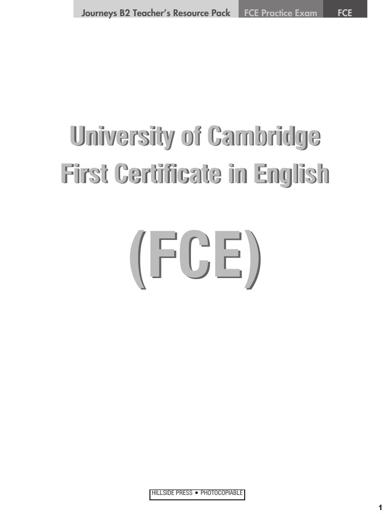 Fce Practice Exam Journeys b2 Teacher S Resource Pack PDF | PDF ...