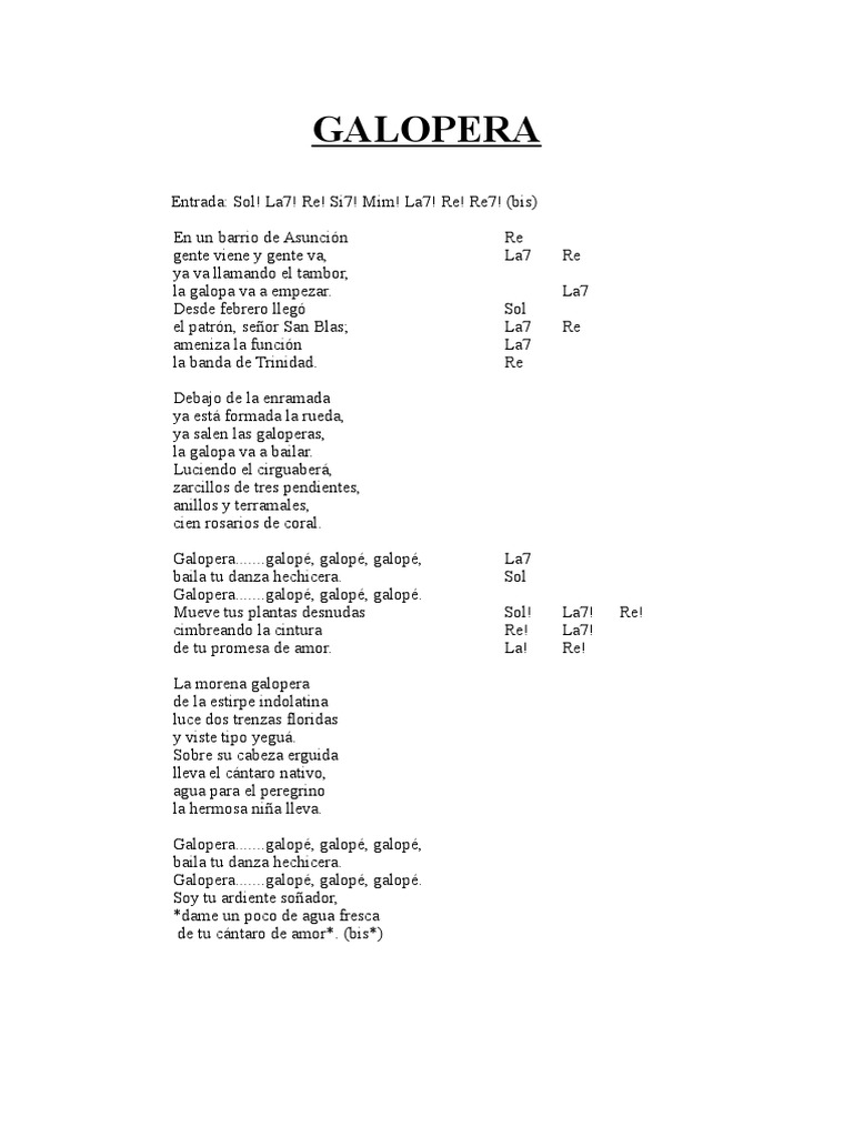 Letra y acordes de La Galopera | PDF