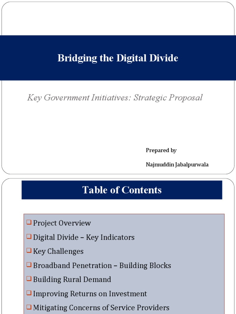 Bridging The Digital Divide: Key Government Initiatives: Strategic Proposal | PDF | Information ...