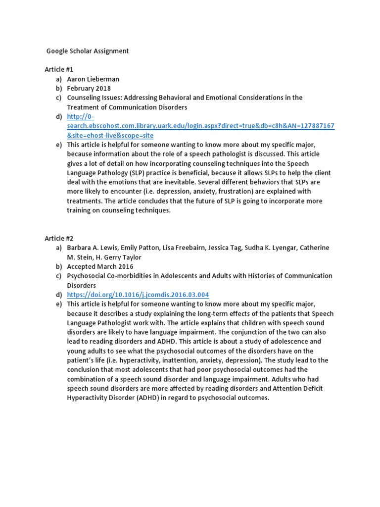 Google Scholar Assignment | PDF