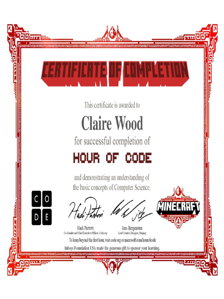 Minecraft Certificate PDF | PDF