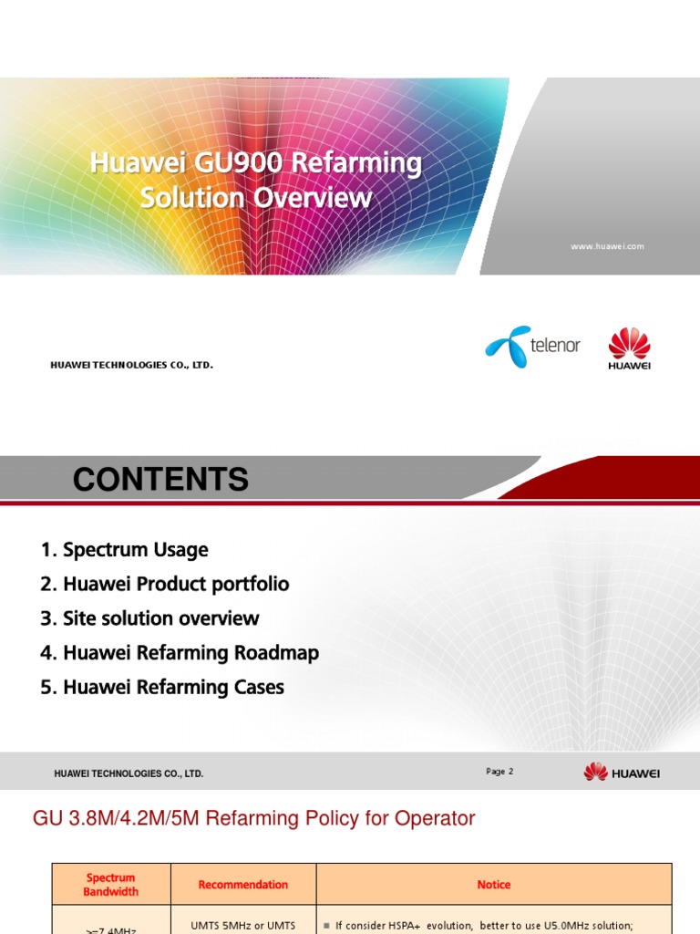 GU900 - Refarming-Solution-Overview PDF | PDF | Gsm | Lte (Telecommunication)