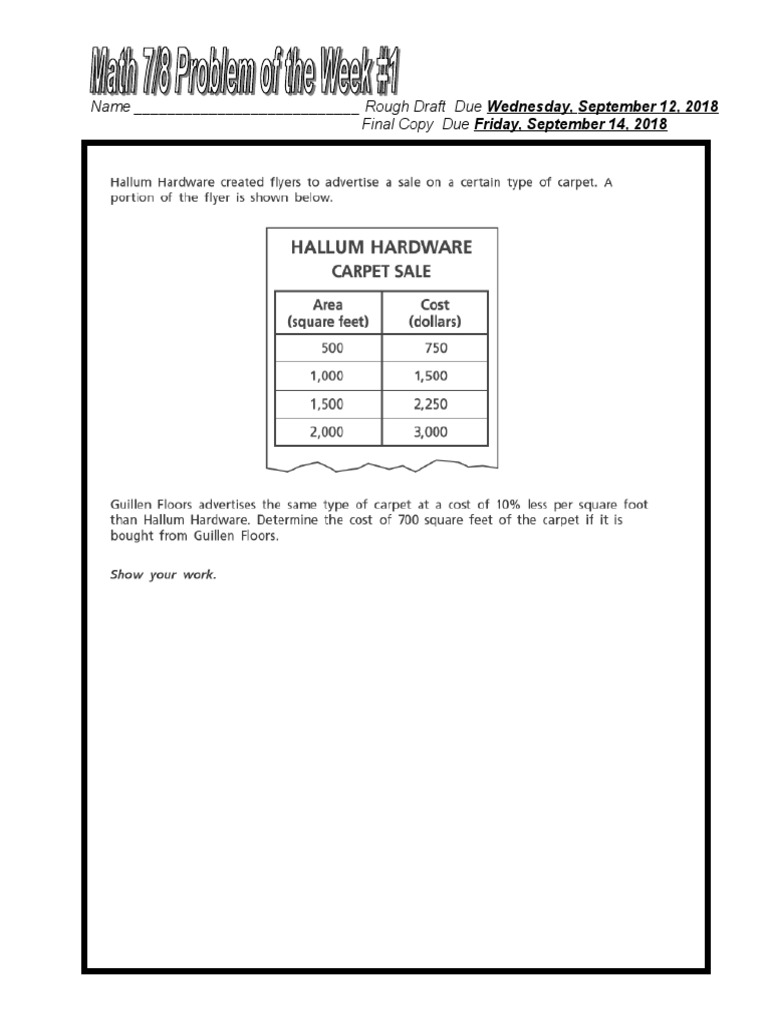 Math 78 Pow 1 Unit Prices and Proportional Reasoning 2018 | PDF