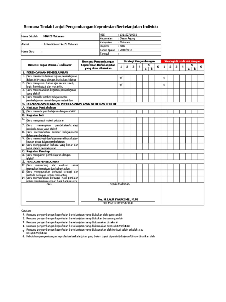 Program Tindak Lanjut Kerja Guru | PDF
