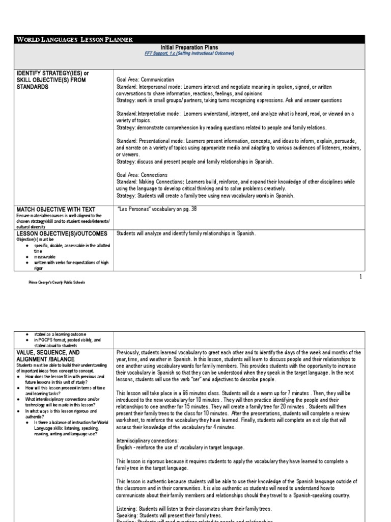Lesson Plan - Family | PDF | Vocabulary | Learning