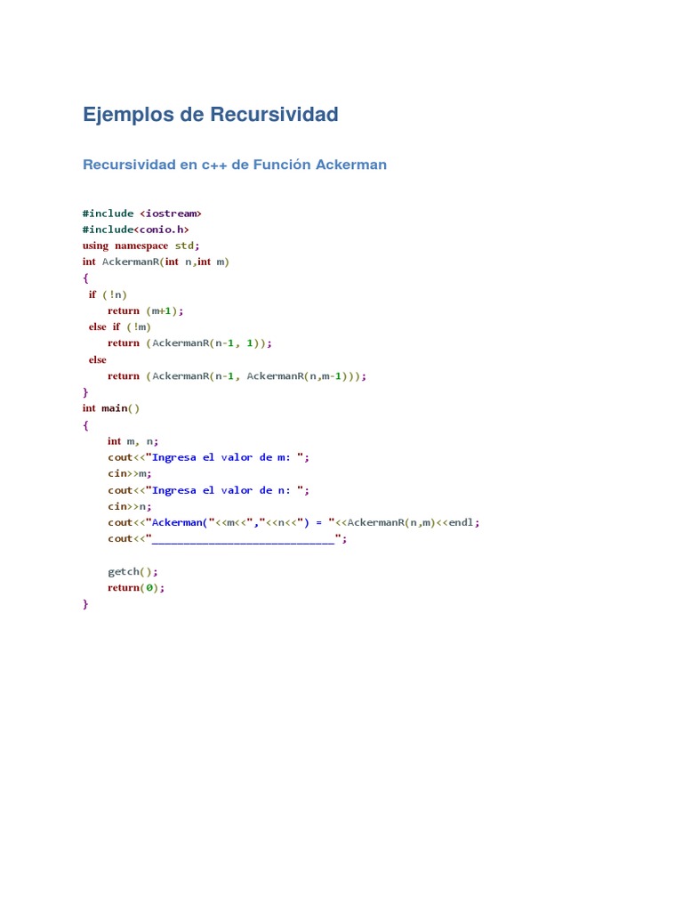 Ejemplos de Recursividad | PDF | Recursividad | Conceptos matemáticos
