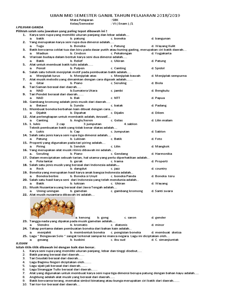 SOAL SBK Kelas 6 | PDF