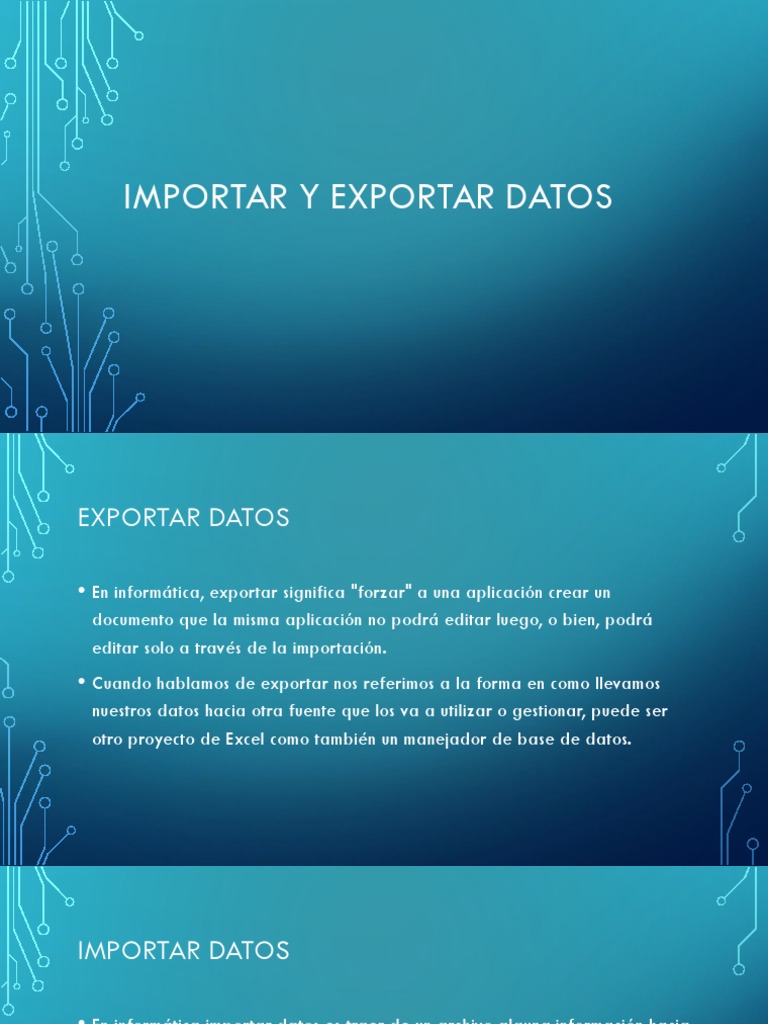 Importar y Exportar Datos | PDF