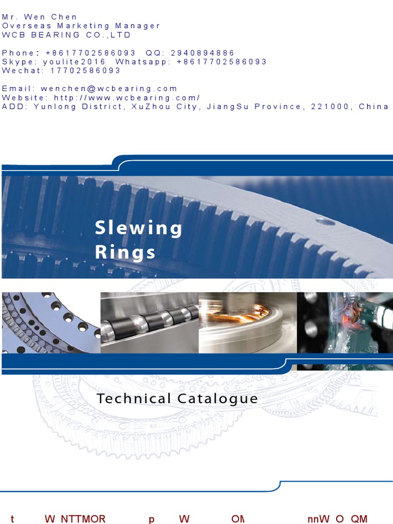 Slewing Rings: Technical Catalogue | PDF | Screw | Bearing (Mechanical)