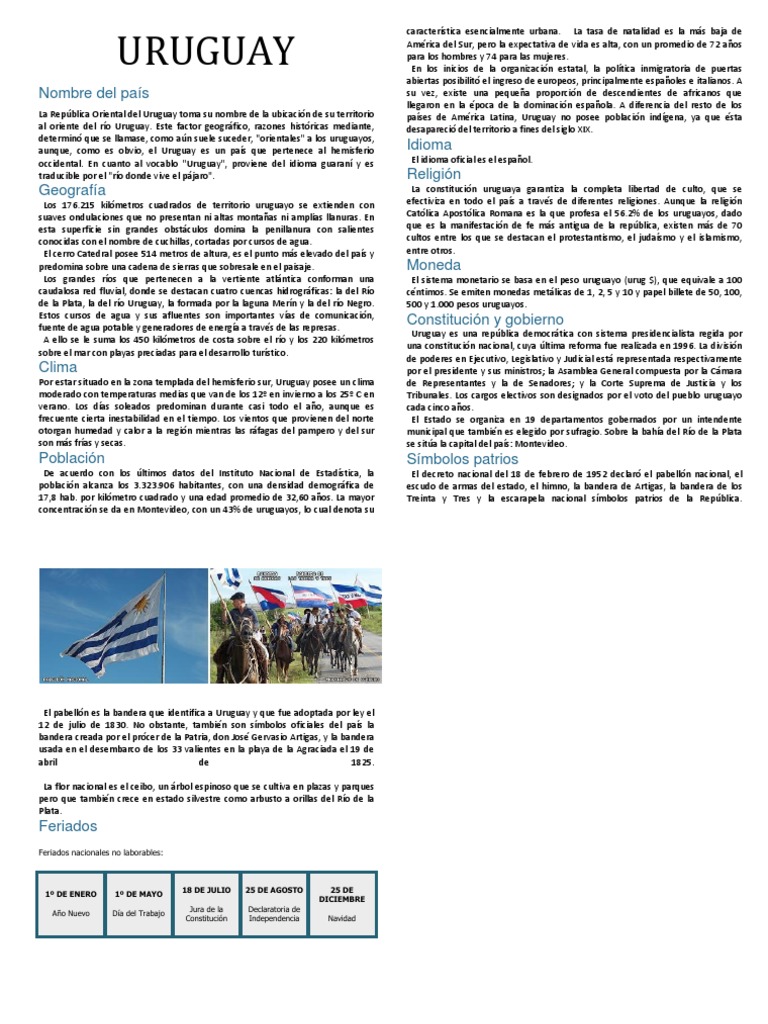 URUGUAY Información General | PDF | Uruguay | Américas