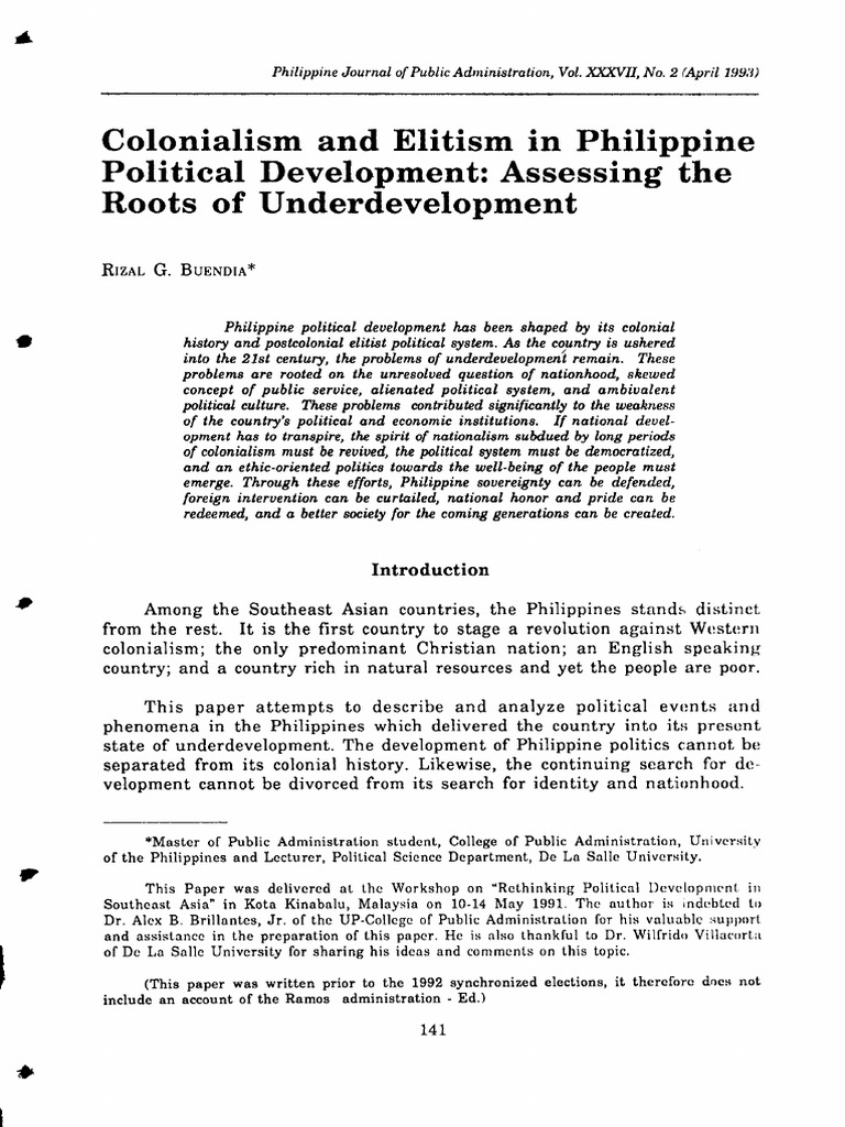 Colonialism and Elitism in Philippine Politics | PDF | Philippines ...
