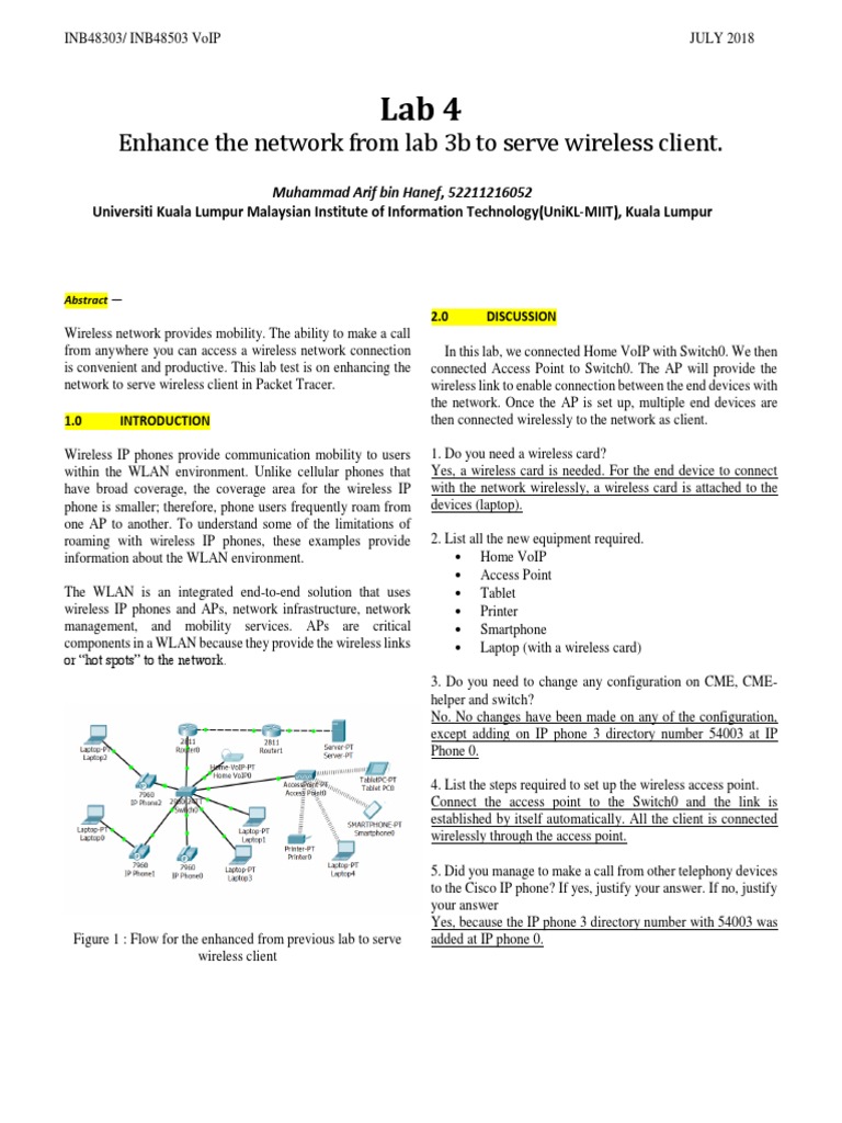 Enhance The Network From Lab 3b To Serve Wireless Client | Download Free PDF | Wireless Lan ...