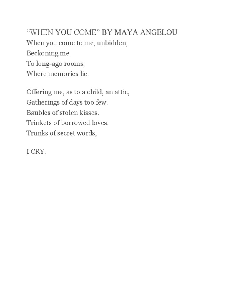 "When You Come" by Maya Angelou | PDF