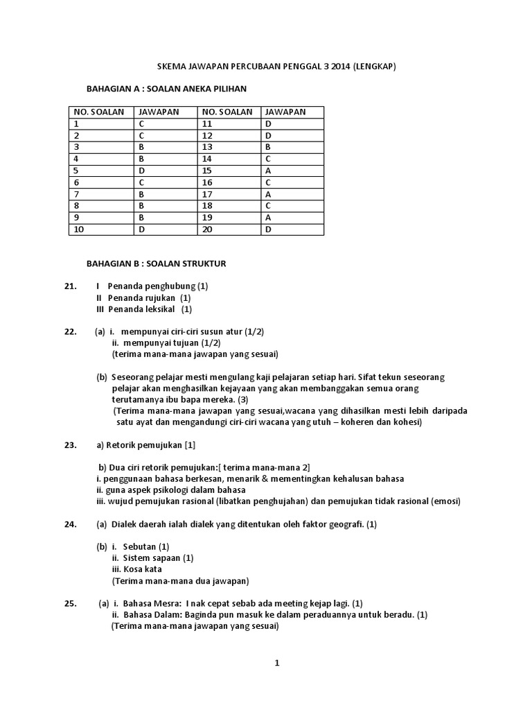 Skema JWPN Trial PGL 3 2014 (Lengkap) | PDF