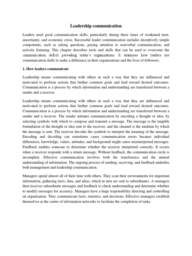 Nonverbal Leadership Communication | PDF | Nonverbal Communication ...