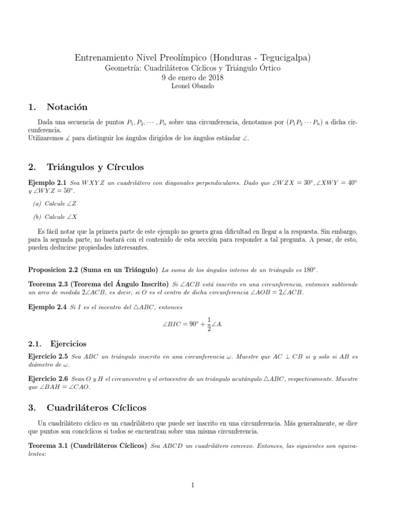Cuadrilatero Ciclico y Triangulo Ortico | PDF | Triángulo | Circulo