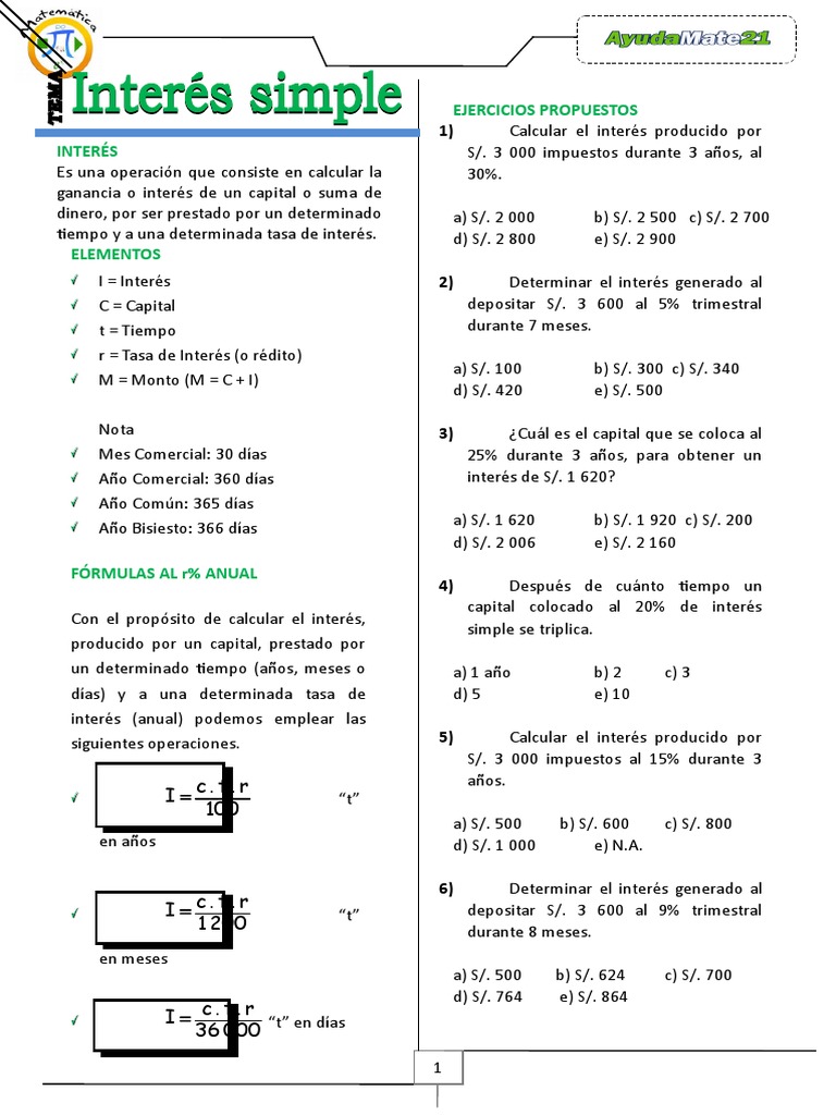 Ejercicios de Regla de Interés Simple y Compuesto | PDF | Interés | Deuda