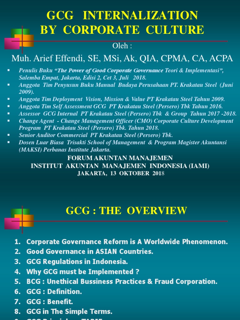 FAM-IAMI-GCG Internalization by Corporate Culture-13!10!2018 | PDF