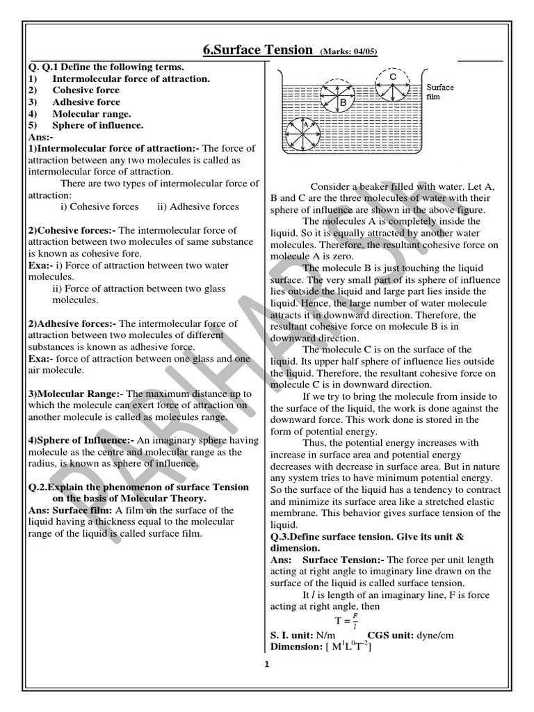 6.surface Tension | PDF | Surface Tension | Drop (Liquid)