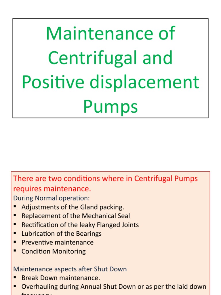 Maintenance of Pumps | PDF | Pump | Bearing (Mechanical)