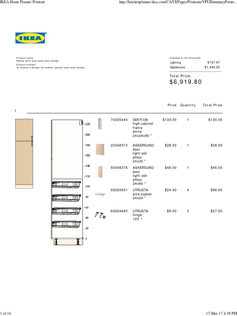 IKEA Home Planner Printout | PDF | Cabinetry | Sink