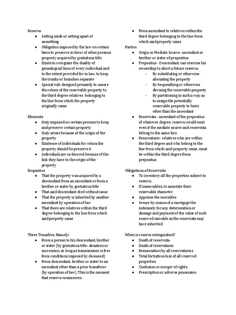 Reserva Troncal Notes | PDF | Property | Legal Concepts