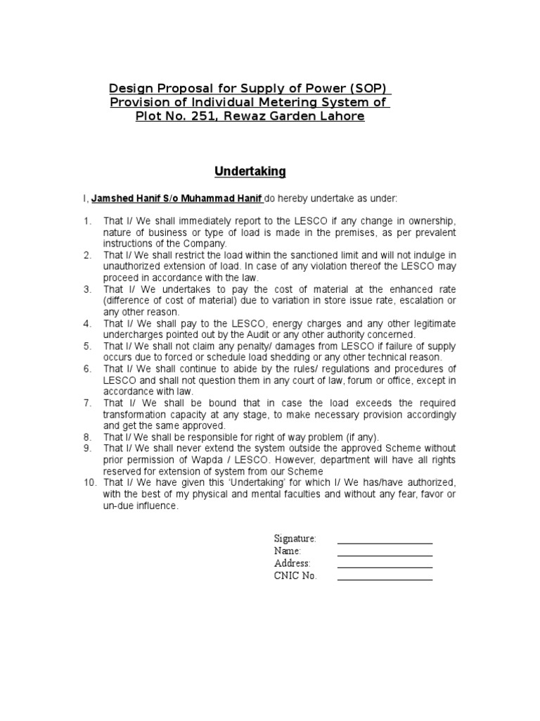 1.2 Undertaking (General.) | PDF