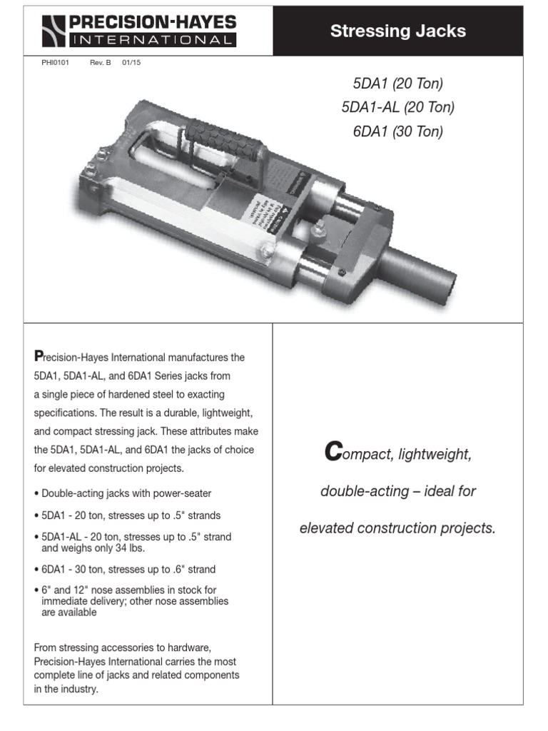 Om Phi0101 Stressing Jacks 5DA1 6DA1 | PDF | Pump | Valve