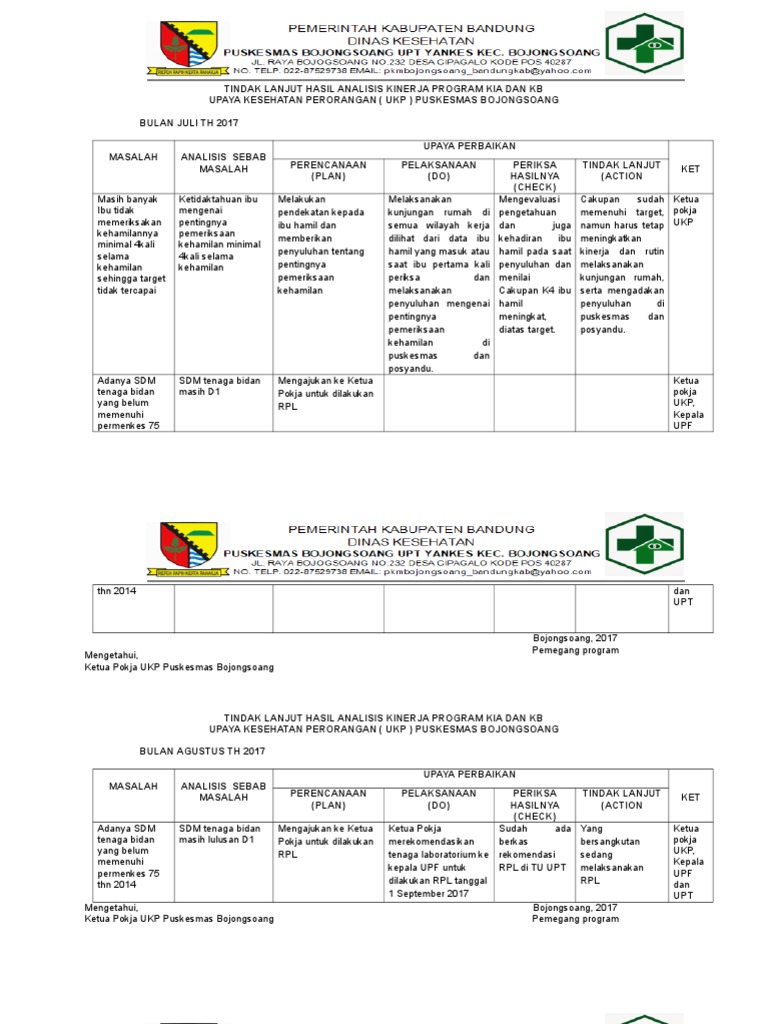 Pdca Per Bulan Ukp | PDF
