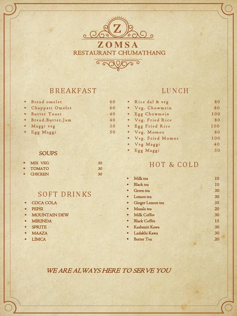 Zomsa: Breakfast Lun CH | PDF