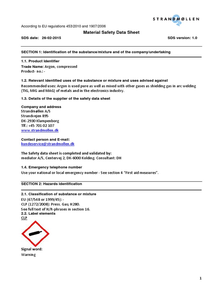 Material Safety Data Sheet: According To EU Regulations 453/2010 and ...